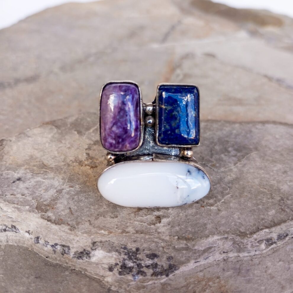 Anillo Tres Piedras - Okoloko ️ - Piedras, Cristales, Minerales y Joyas